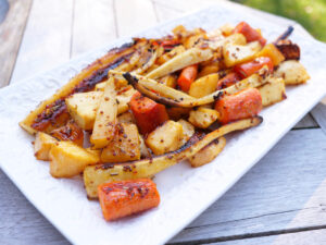 Maple & Mustard Roasted Root Vegetables - Creatively Delish